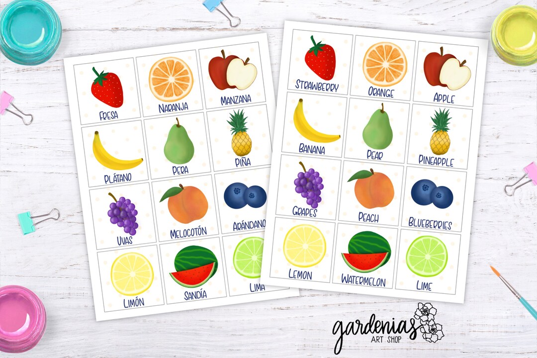 Printable Fruit Matching Game, Fruit Memory, Learning English Material ...