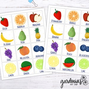 Printable Fruit Matching Game, Fruit Memory, Learning English Material ...