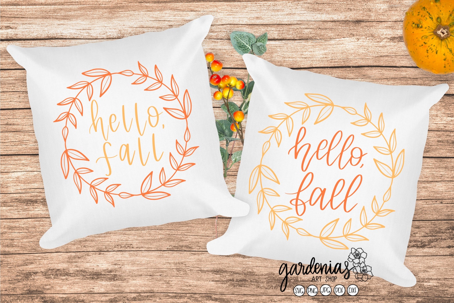Hello Fall SVG, Hello Fall Cut File, Leaf Wreath, Wreath Leaves, Hello ...