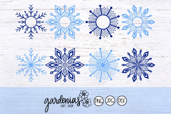 Snowflakes Monogram Frame Bundle Monogram Snowflake SVG | Etsy