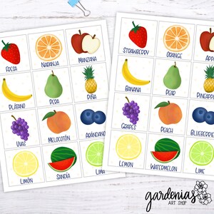 Printable Fruit Matching Game, Fruit Memory, Learning English Material ...