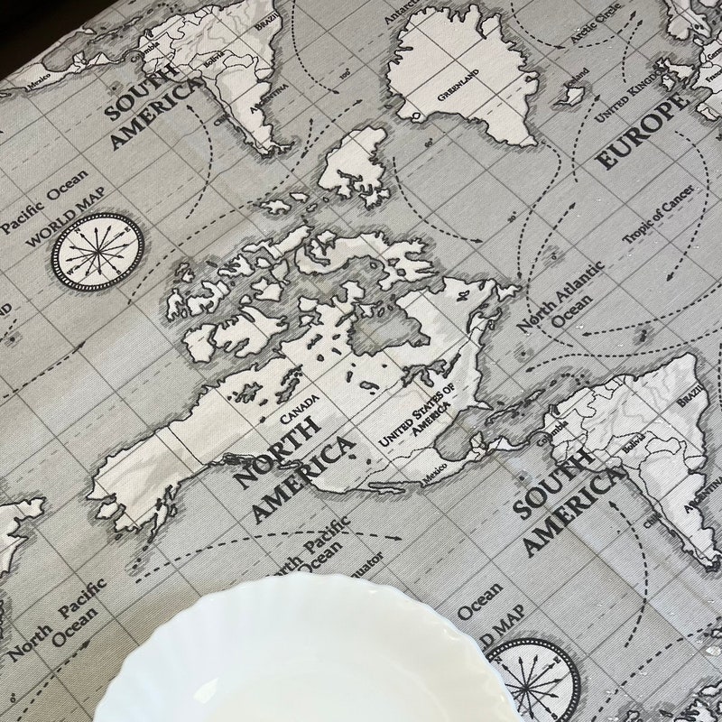 Linen World Map - Etsy