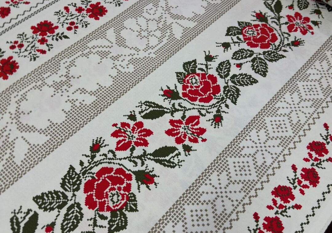 Ukrainian Big Beige Print Waterproof Tablecloth, Ukrainian Flowers ...