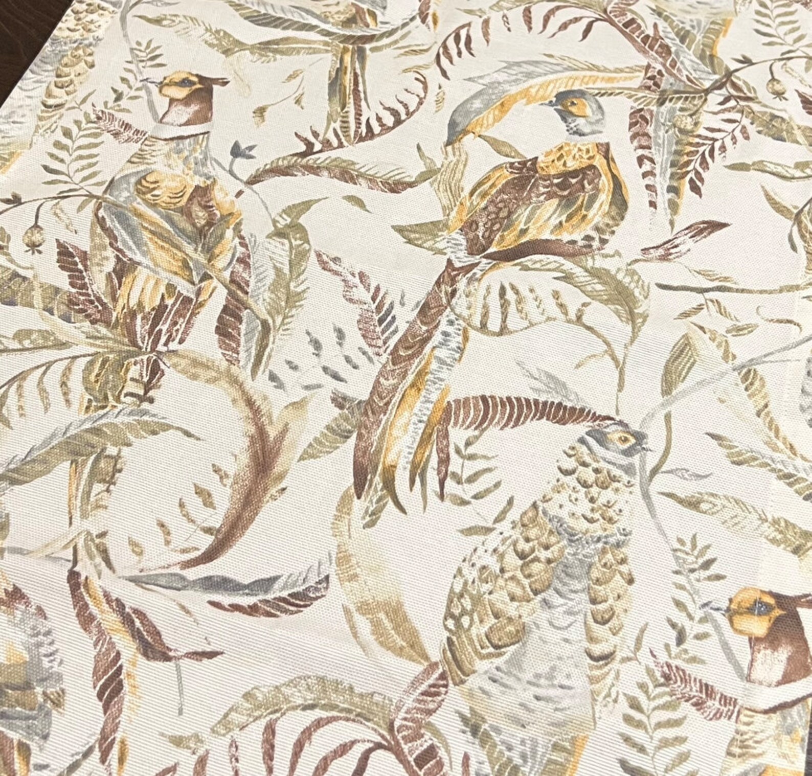 Beige Pheasant Tablecloth, Beige Birds Tablecloth, Teflon Tablecloth ...