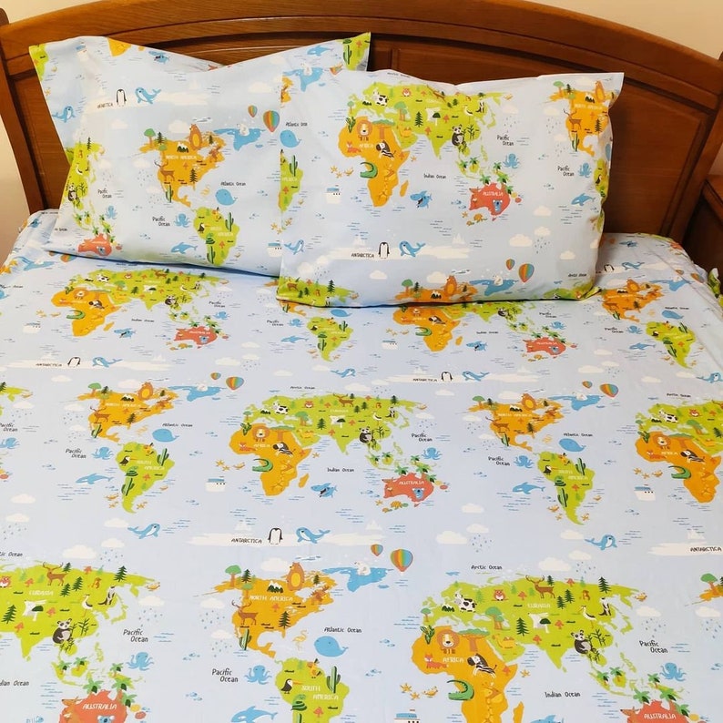 Map Bedding Set, Maps Toddler Set, Kids Bedding Set, Maps Twin Set ...