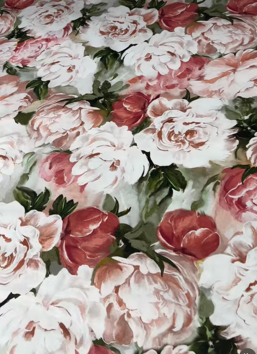 Pink Red Cream Peonies Tablecloth, Pink Pastel Waterproof Flowers ...