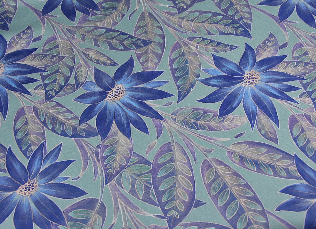 Big Blue Flowers Satin Bed Linen, Blue Satin Sheet Sets, Blue Cotton ...
