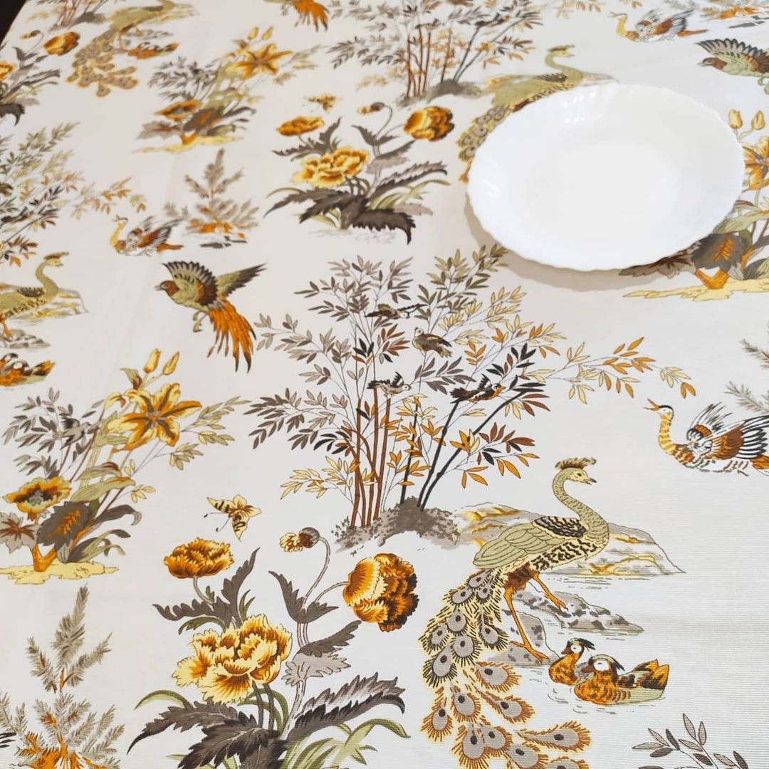Peacock Tablecloth, Birds Tablecloth, Teflon Tablecloth, Dirty-proof ...