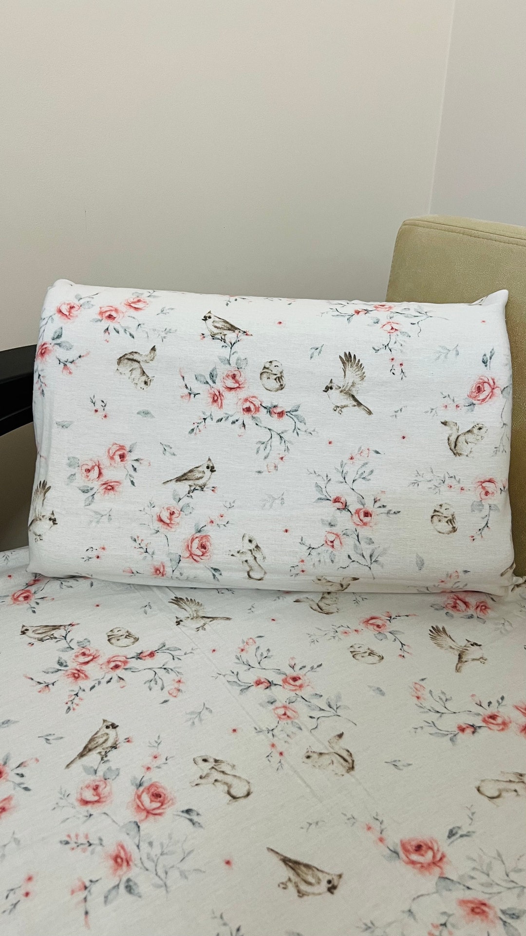 Birds Roses Flannel Pillowcases Sheets Sets, Queen King Flannel’s Bed ...
