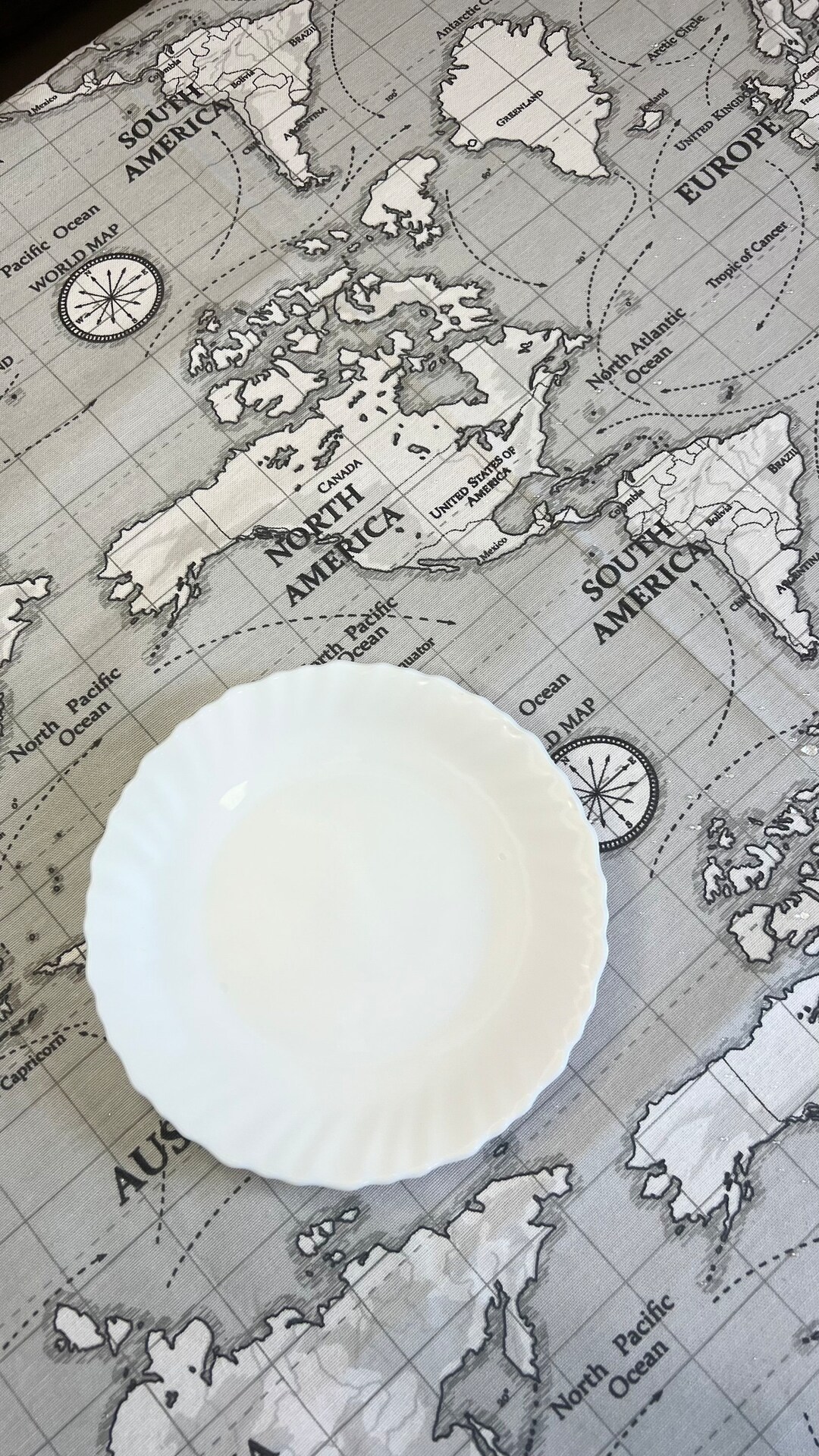 Gray World Map Tablecloth, Grey Waterproof Map Table Cover, Waterproof ...