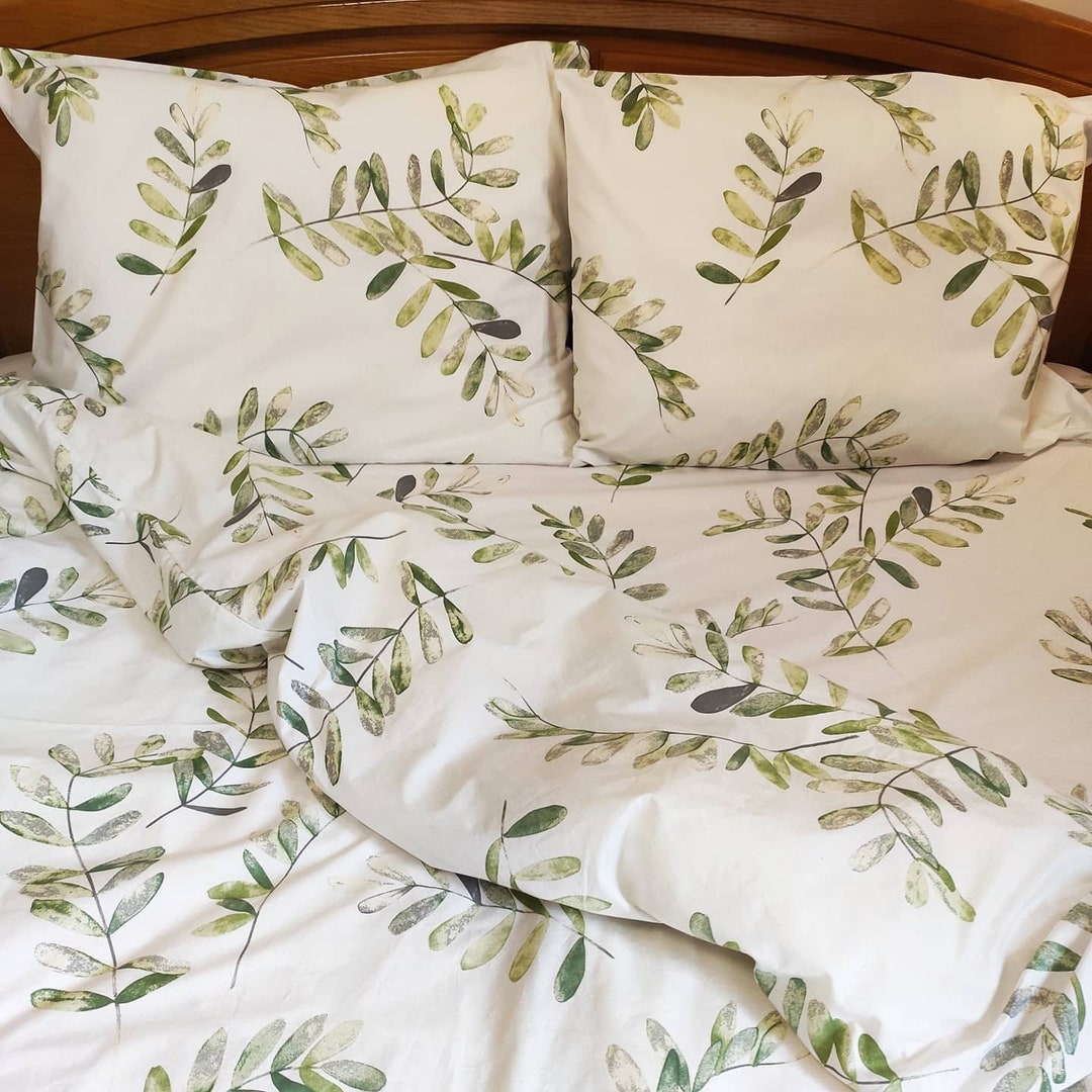 Olive Leaves Bedding Set Olive Leaves Full Set Green Leaves - Etsy