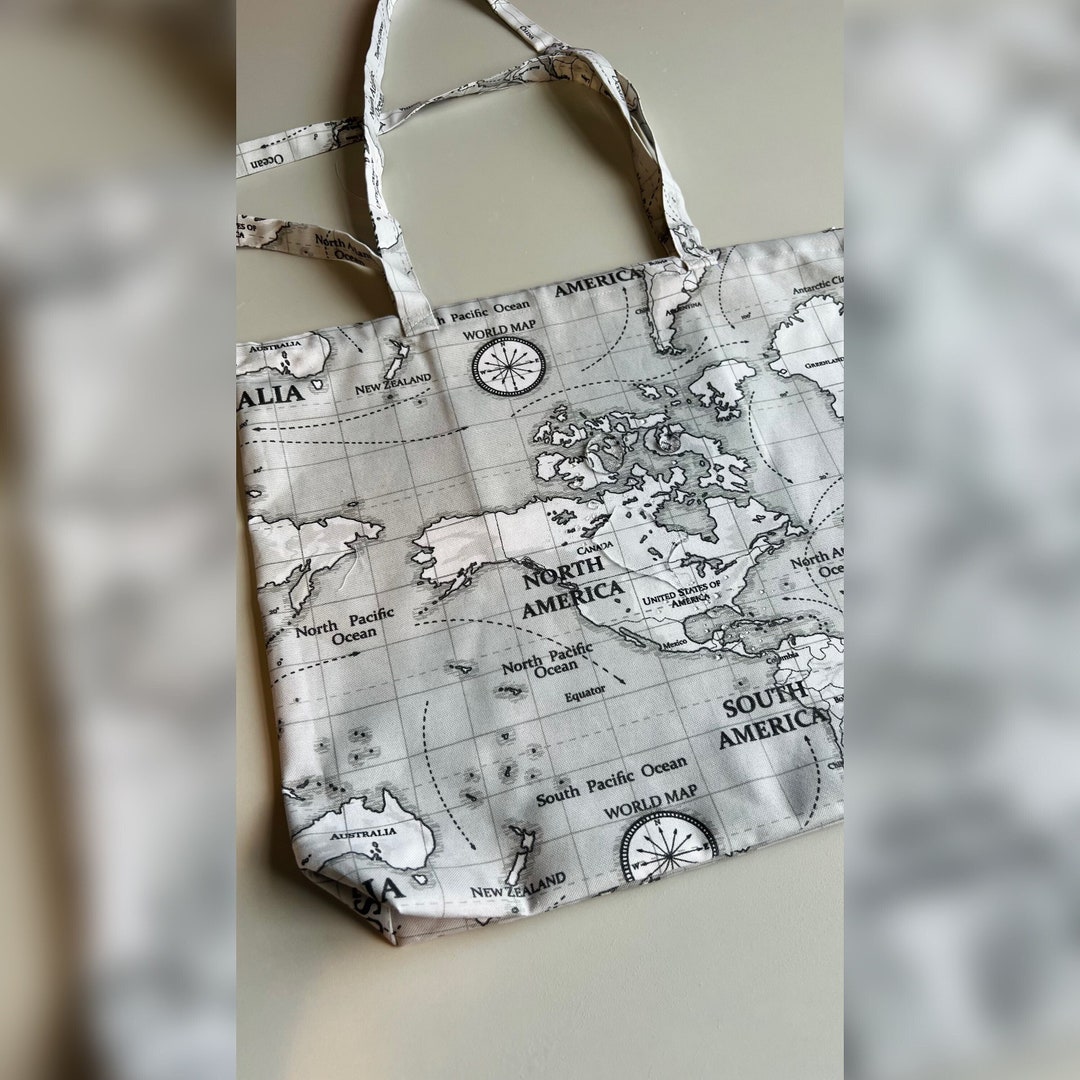 World Map Waterproof Bag, Big Shopper Bag, Washable Tote Bag ...