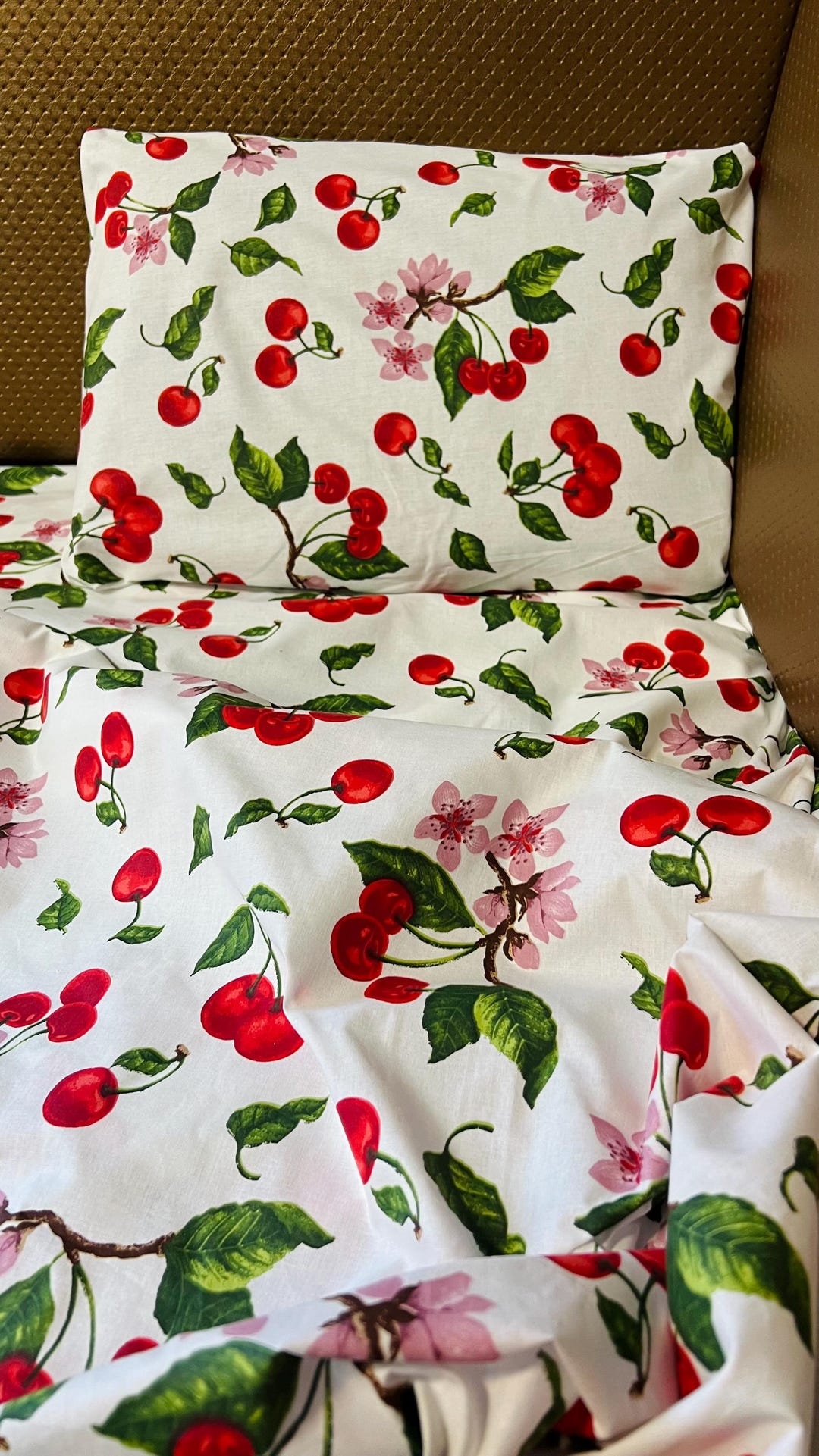 Cherry Cotton Pillowcase, Cherry Bedding Set, Cherry Blossom Sheets Set ...