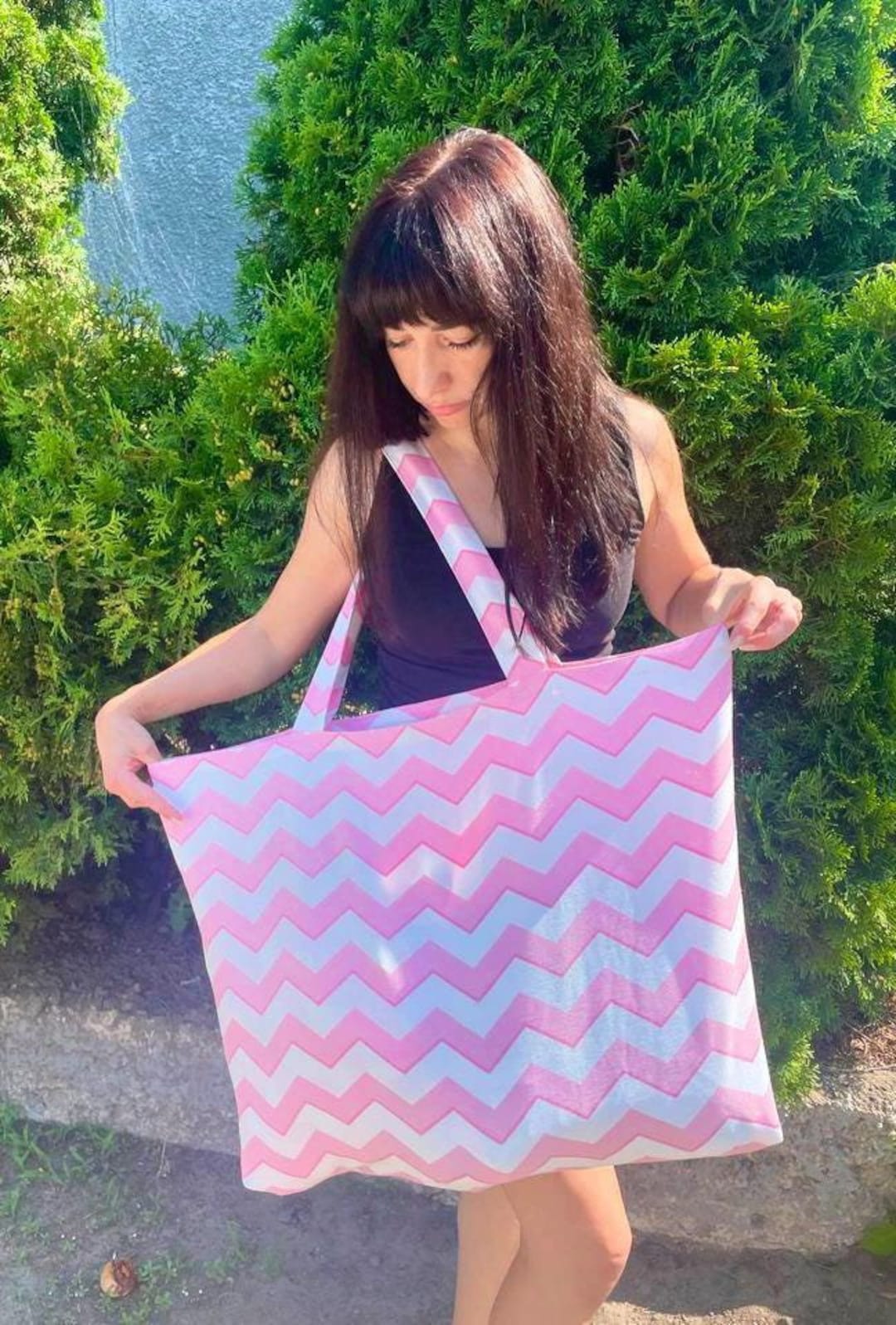 Big Pink Waterproof Beach Bag, Big Shopper Pink Washable Tote Bag ...