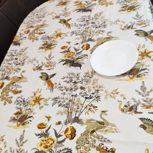 Peacock Tablecloth, Birds Tablecloth, Teflon Tablecloth, Dirty-proof ...