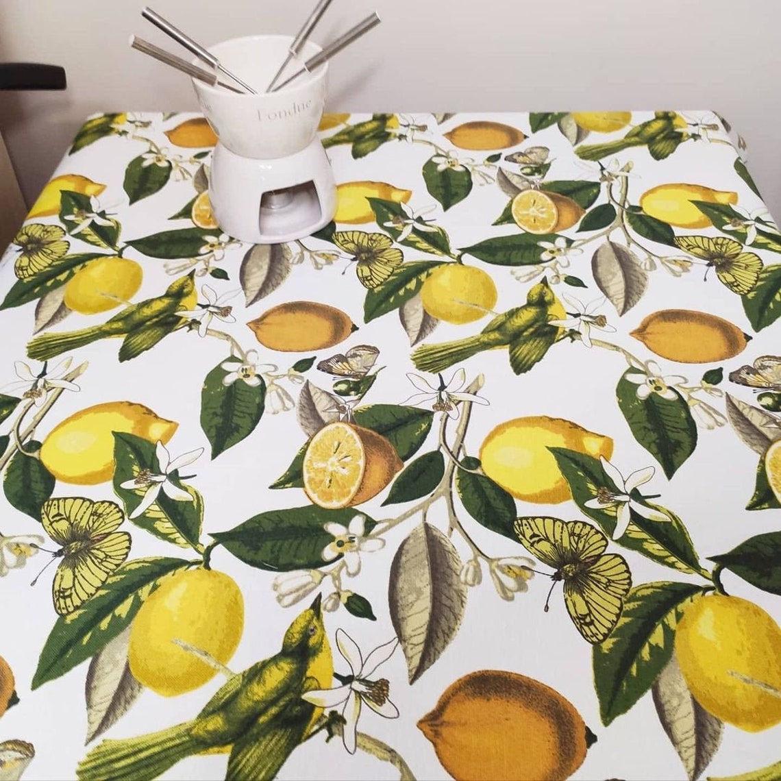 Lemon waterproof tablecloth lemon tablecloth teflon | Etsy