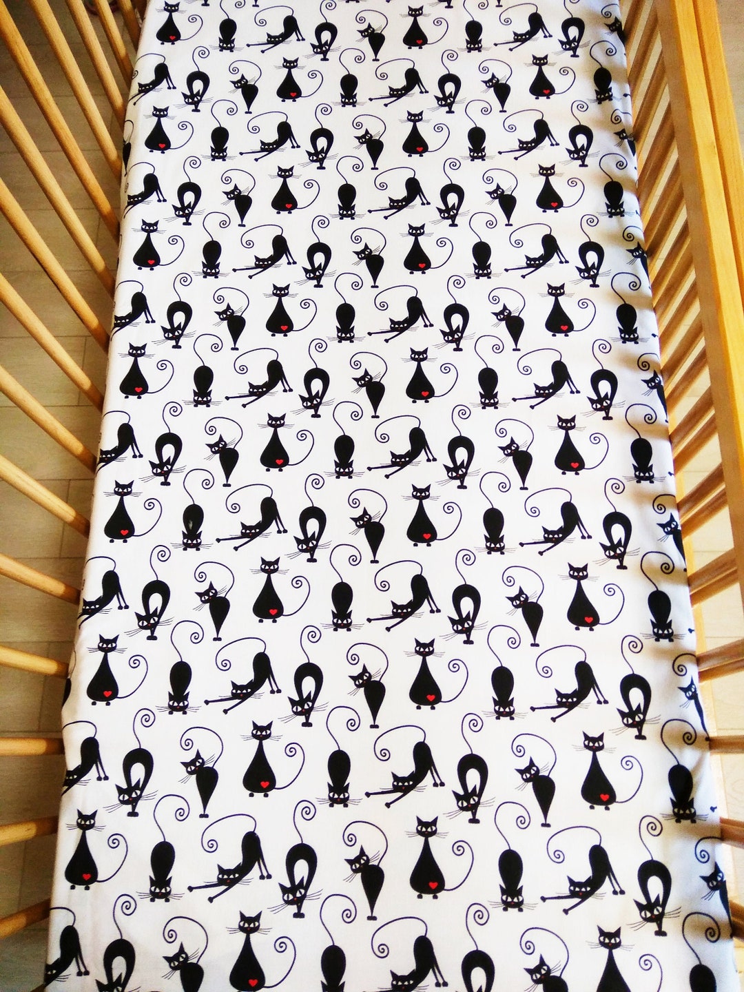 Black Cats Cotton Crib Bedding, Cot Bed Cats Set Toddler, Cat Lover ...