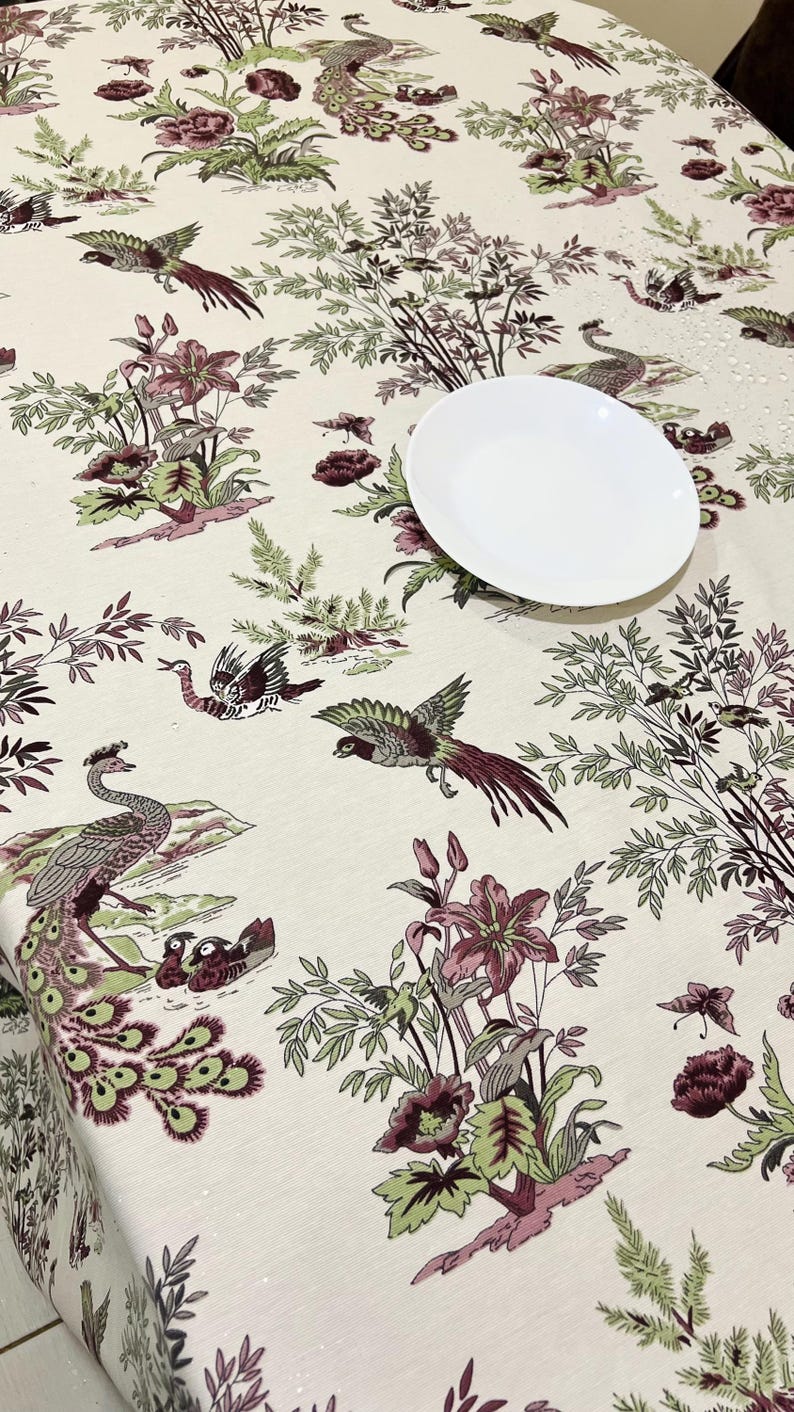 Purple Peacock Tablecloth, Purple Birds Tablecloth, Teflon Tablecloth ...