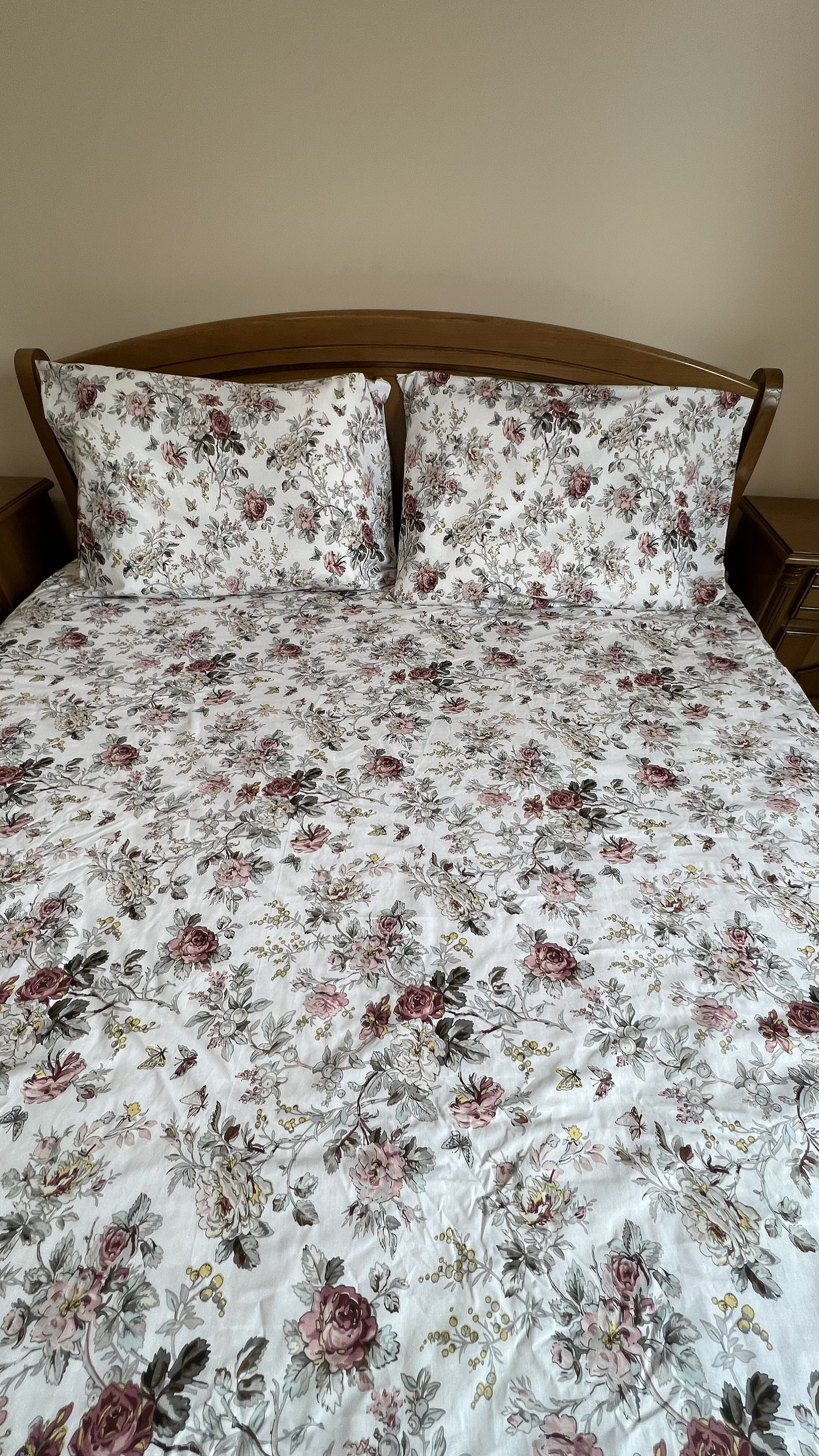 Pink Roses Bedding Set, Floral Cotton Sheets, Butterfly Pattern - Etsy