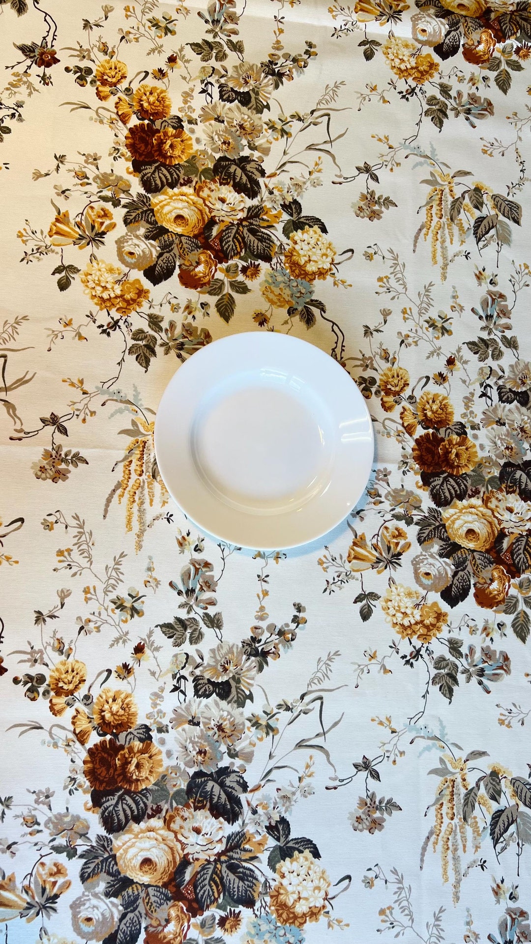 Gold Roses Tablecloth, Big Gold Waterproof Table Cover, Teflon ...