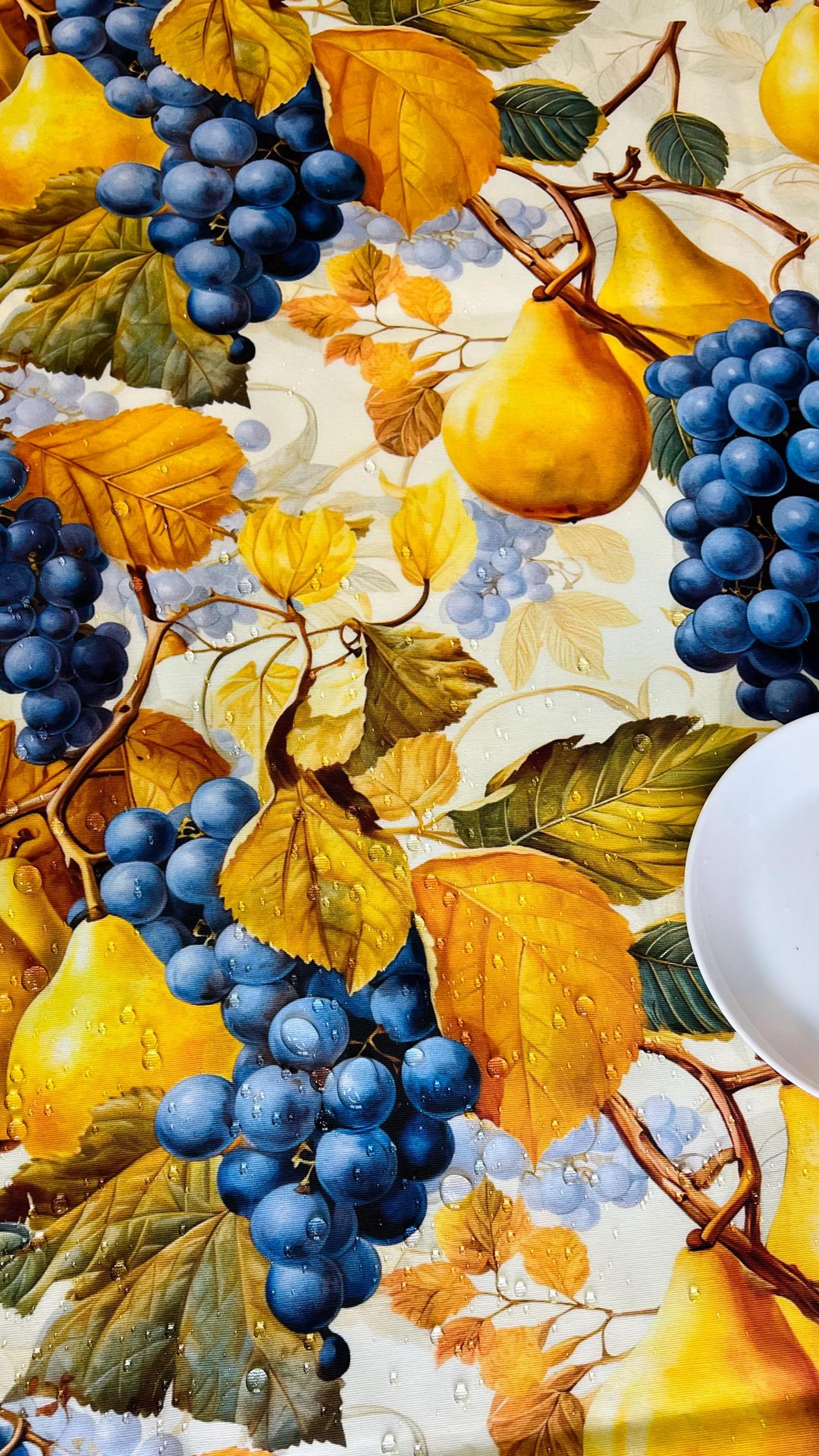 Grape Pear Tablecloth, Waterproof Summer Garden Fruit Print Table Cover ...