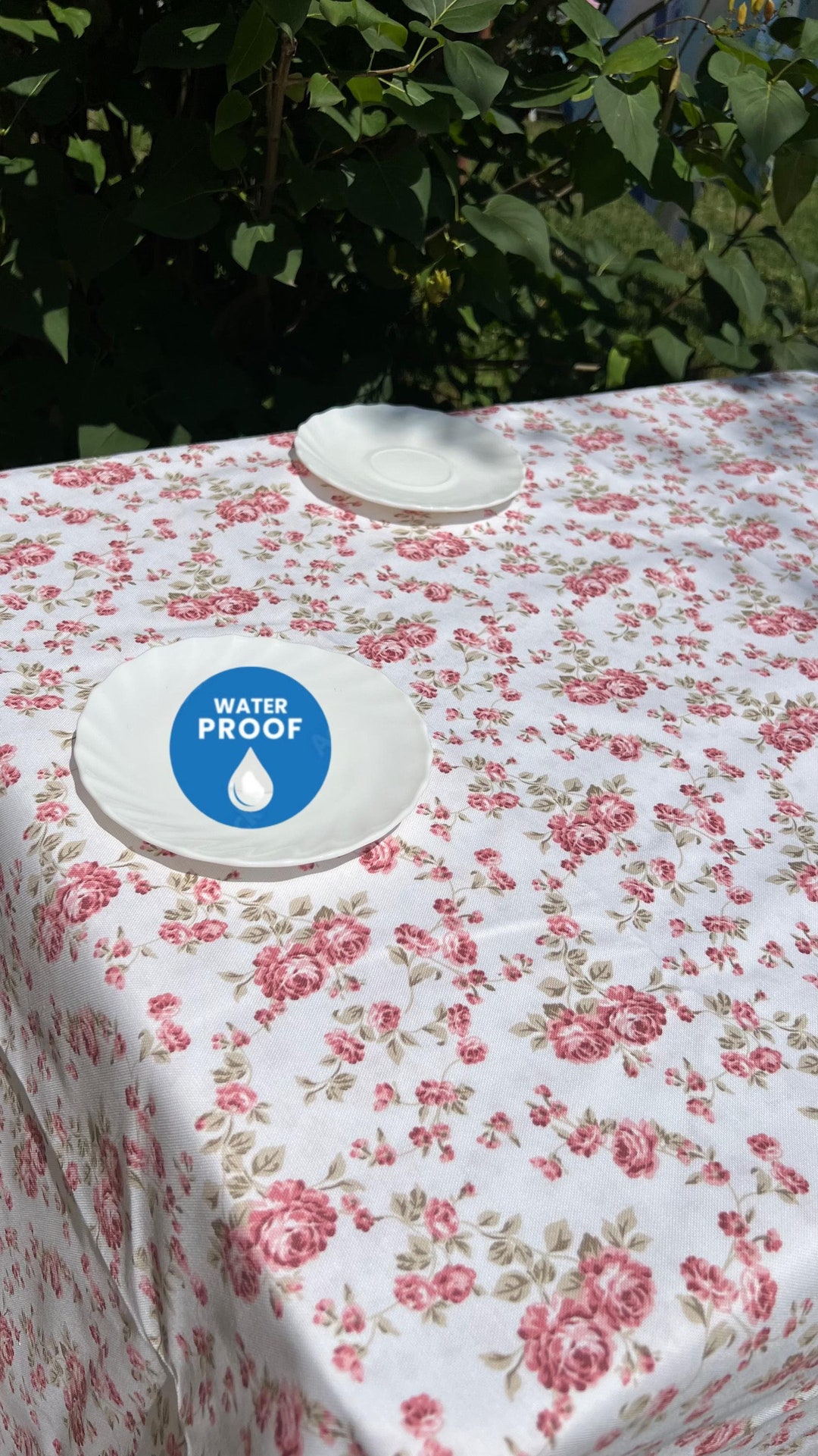 Small Roses Flowers Tablecloth, Tiny Flowers Waterproof Table Cover ...