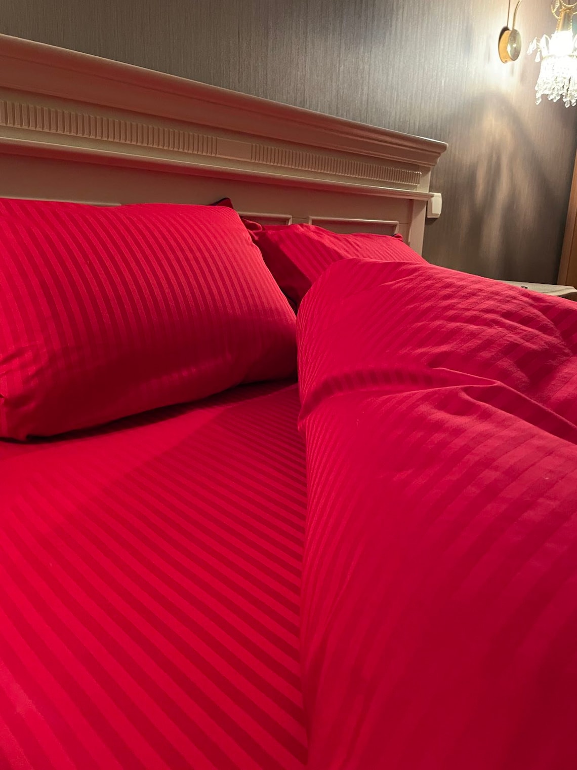 Red Stripe Satin Bedding Sets Red Stripe Satin Sheets Red - Etsy