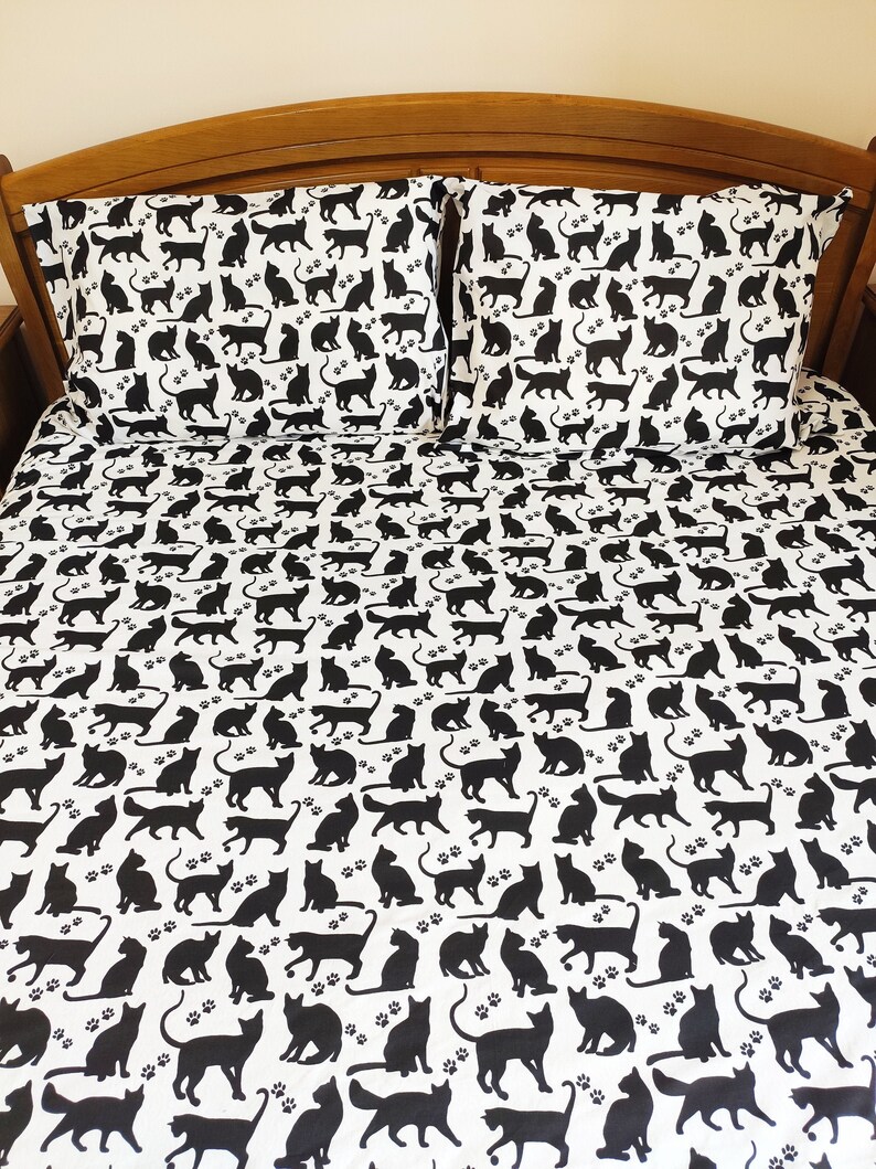 White Cats Pillowcase Black Cat Kids Toddler Adult - Etsy