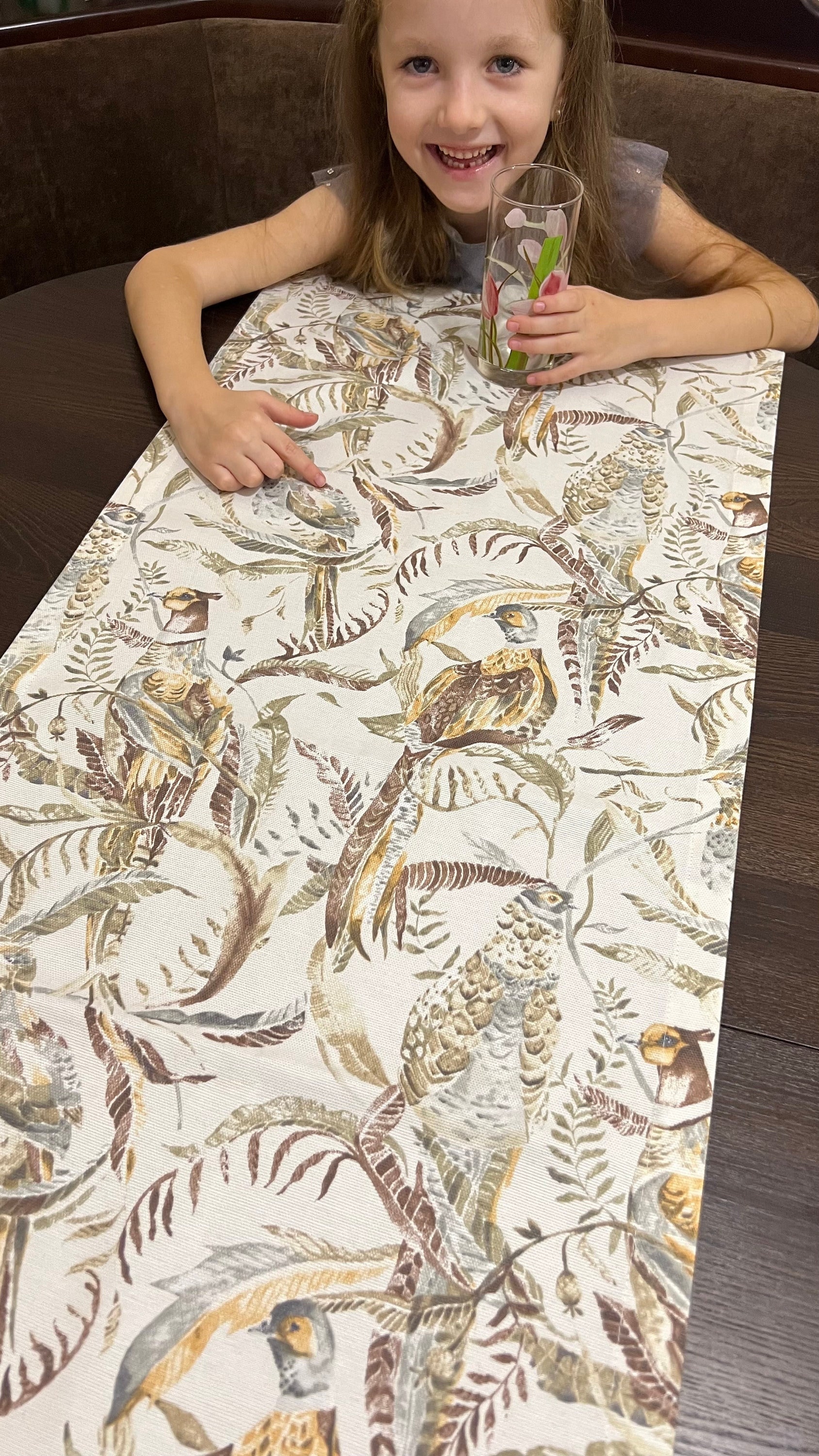 Beige Pheasant Tablecloth, Beige Birds Tablecloth, Teflon Tablecloth ...