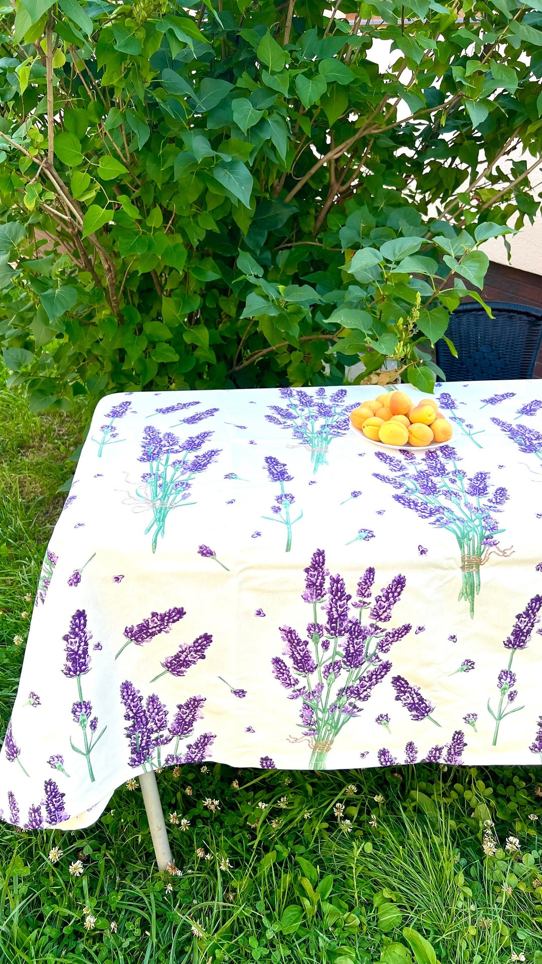 Flowers Lavender Tablecloth, Lavender Waterproof Table Cover, Teflon ...