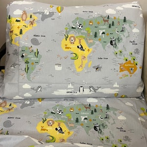 Grey Map Bedding Set, Map Toddler Set, Kids Bedding Set, Map Twin Set ...