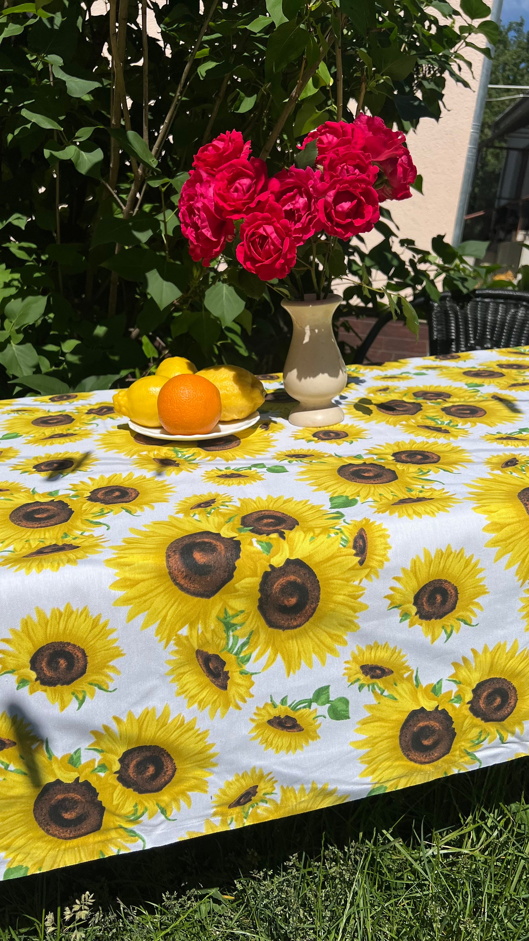 Yellow Sunflower Waterproof Tablecloth, Washable Flowers Table Top, Oil ...