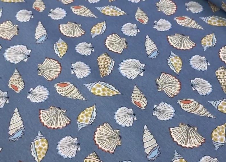 Blue Seashells Tablecloth, Marine Waterproof Table Cover, Blue Summer ...