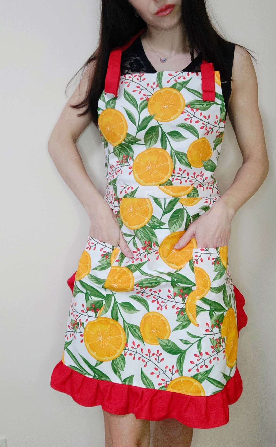 Kitchen Apron Orange, Orange Fruit Apron, Ukrainian Apron - Etsy