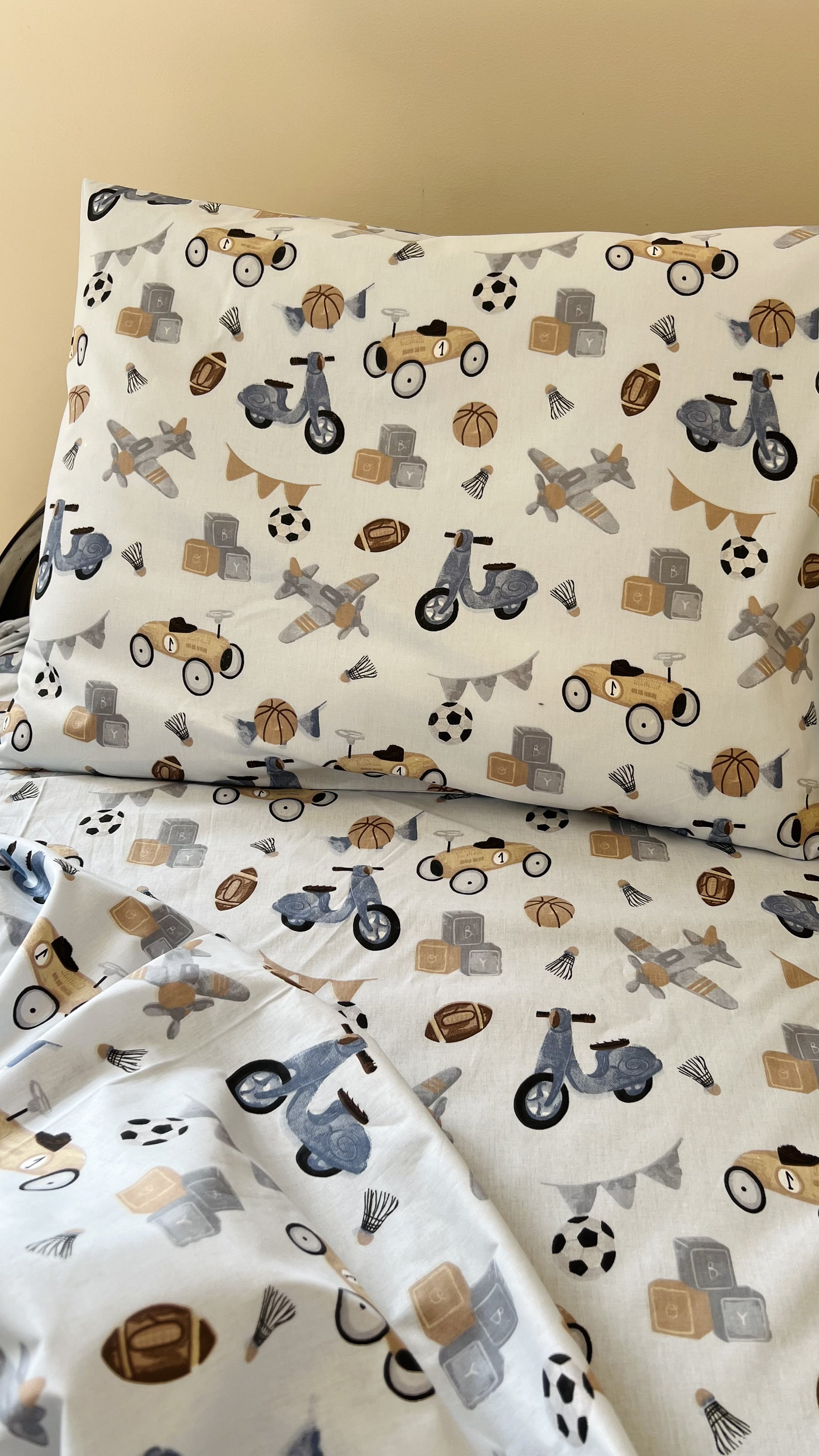 Toddler Pillowcase Car, Boys Bedding Set, Football Bedding, Cot Bed ...