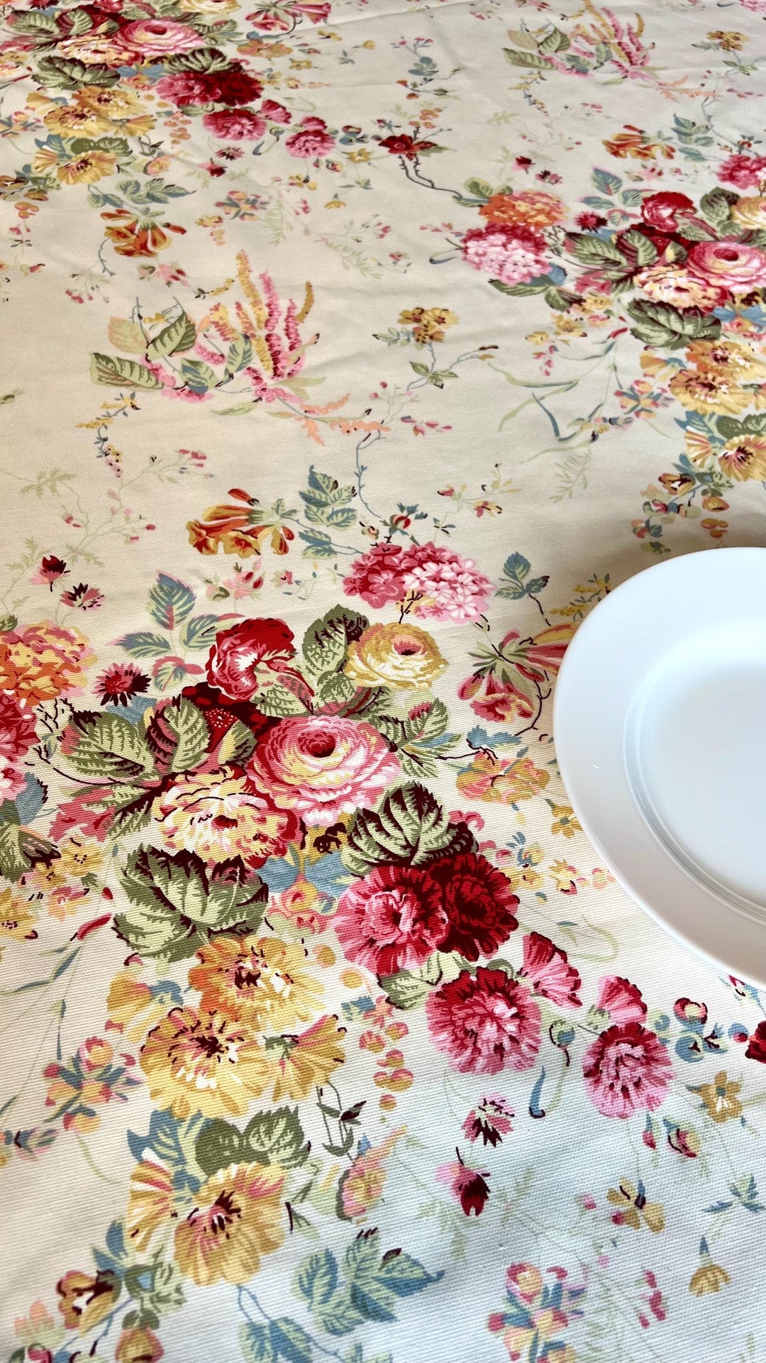 Flowers Roses Waterproof Table Cloth, Big Flowers Teflon Tablecloth ...
