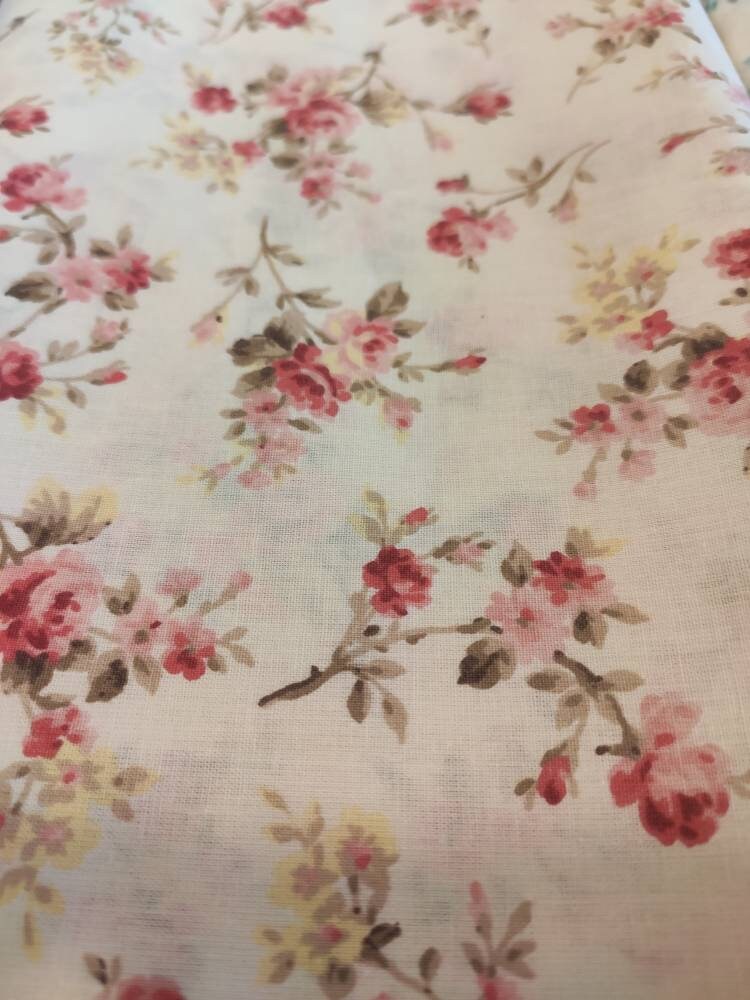 Pink Flowers Fabric Red Flowers Fabric Small Flowers Cotton | Etsy