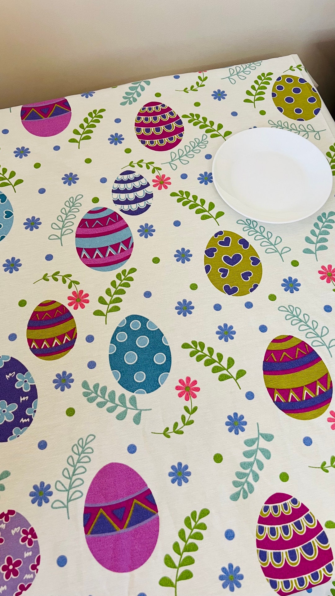 Spring Easter Eggs Tablecloth, Multicoloured Easter Eggs Waterproof ...