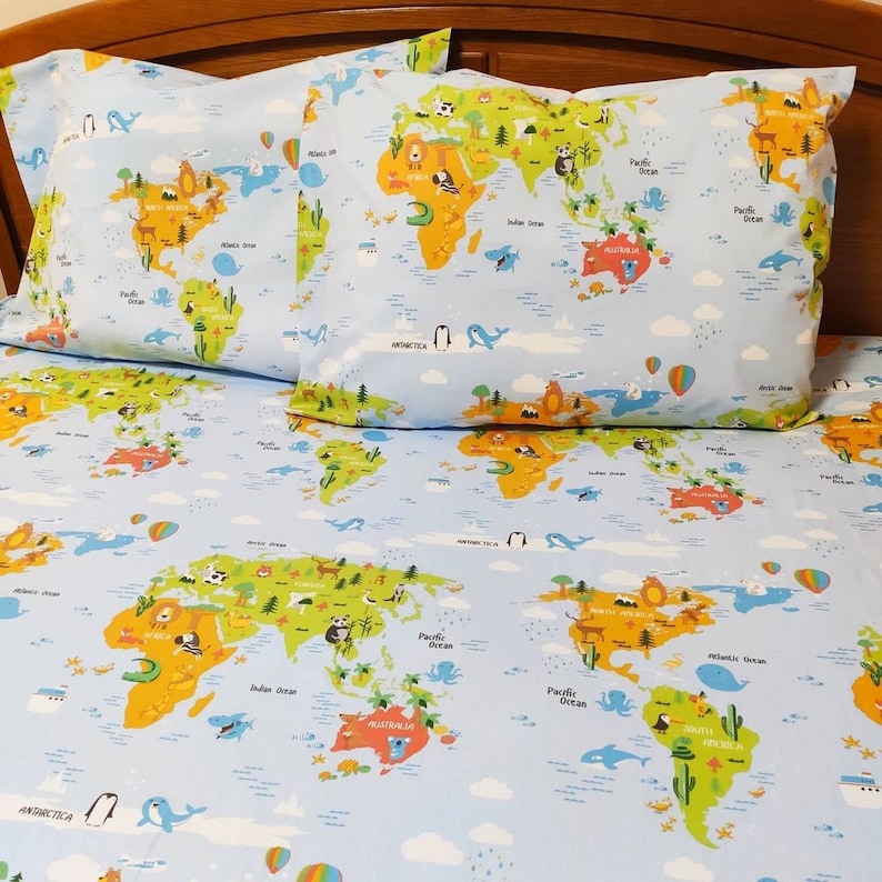 Map Bedding Set Maps Toddler Set Kids Bedding Set Maps Twin - Etsy