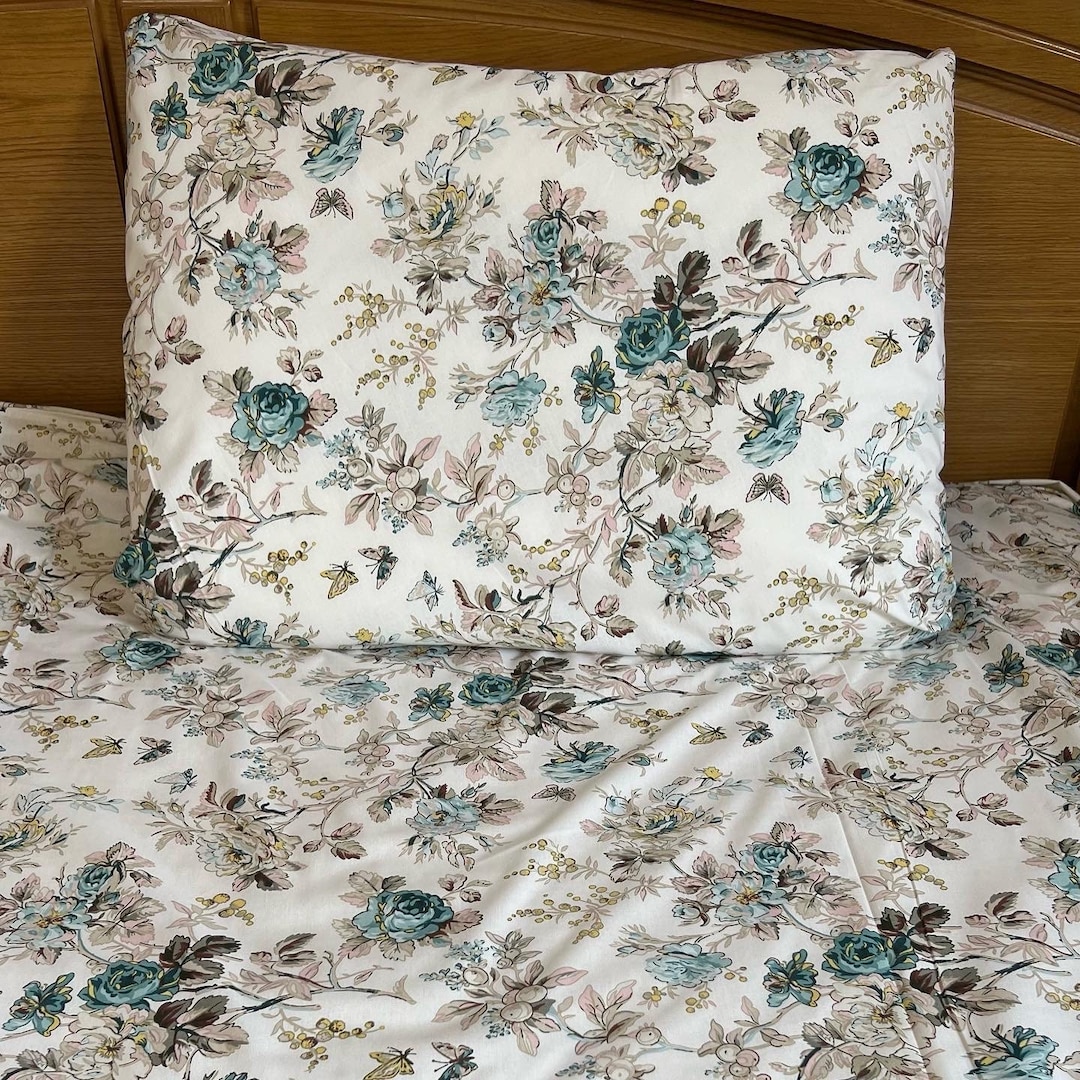 Blue Flowers Bedding Set, Blue Roses Bedding Set, Roses Sheets, Roses ...