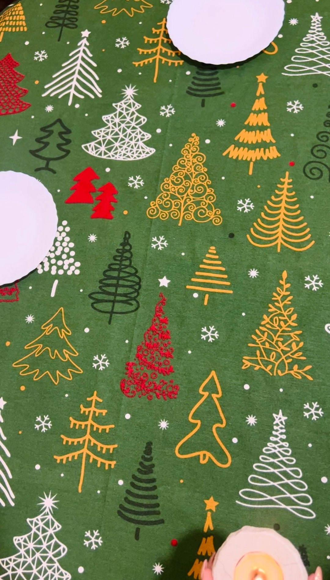 Green Christmas Tree Tablecloth, Christmas Tree Waterproof Tablecloth ...