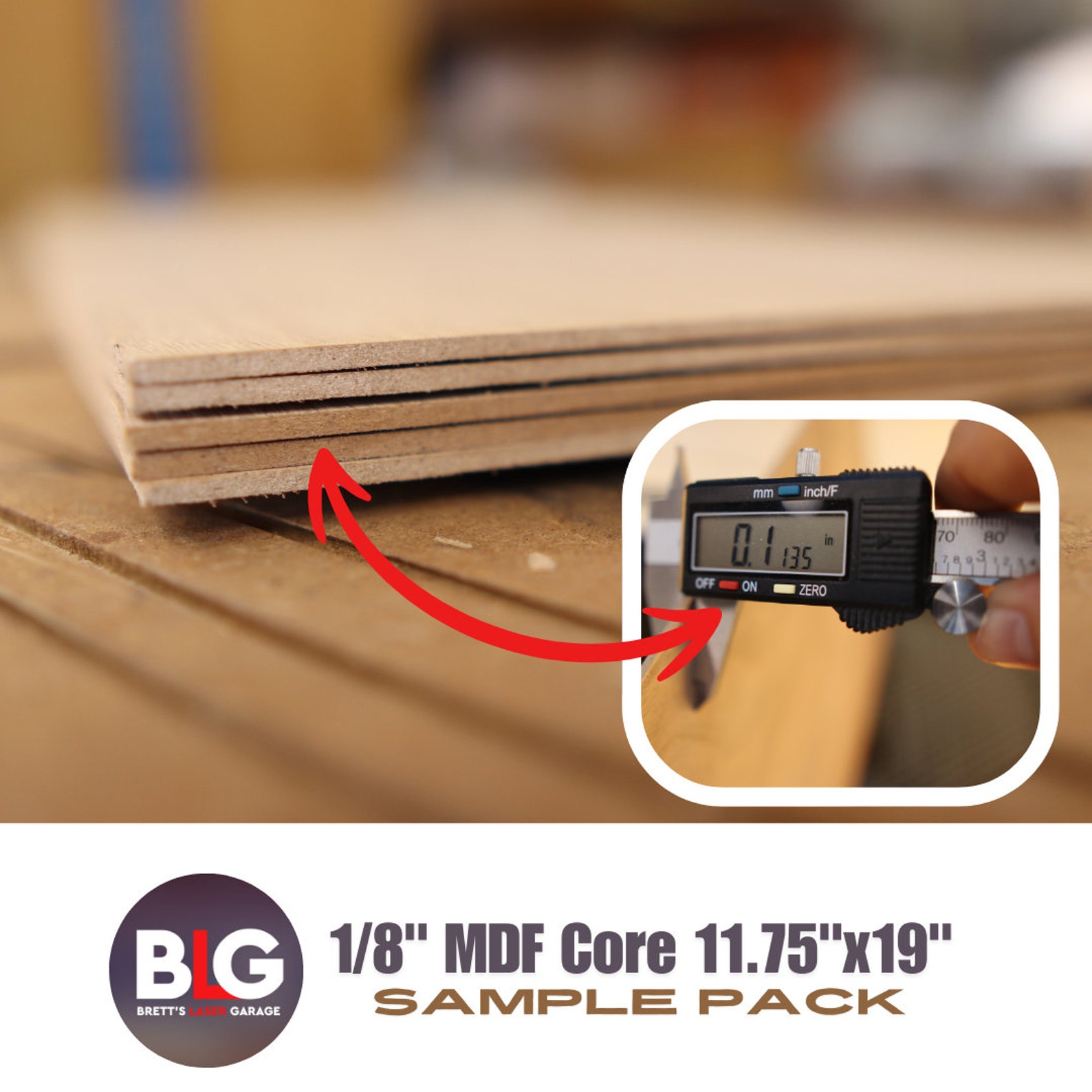 MDF Core Sample Pack: Walnut, Maple, White Oak for Laser Engraving (11. ...