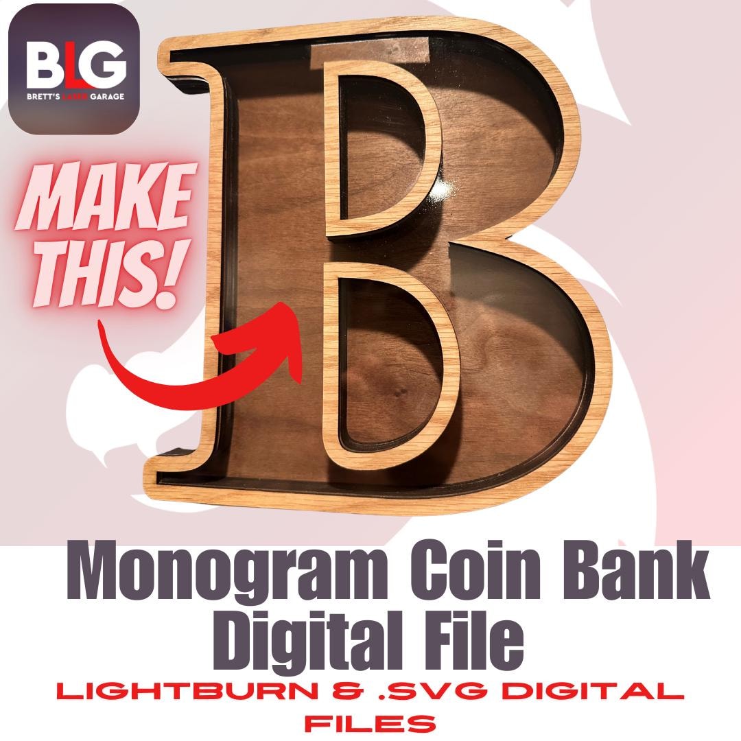Laser Cut Monogram Coin Bank: Lightburn & SVG Digital File - Etsy