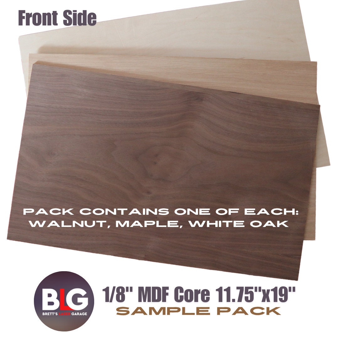 MDF Core Sample Pack: Walnut, Maple, White Oak for Laser Engraving (11. ...