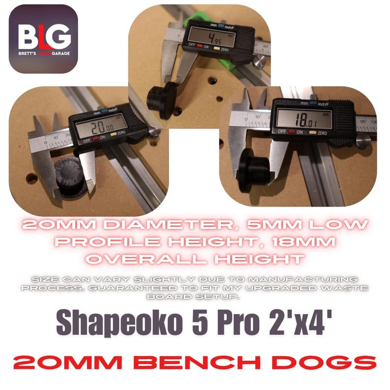 20mm Bench Dogs - Spoil Board Accessory for Shapeoko Pro/foxalien (set ...