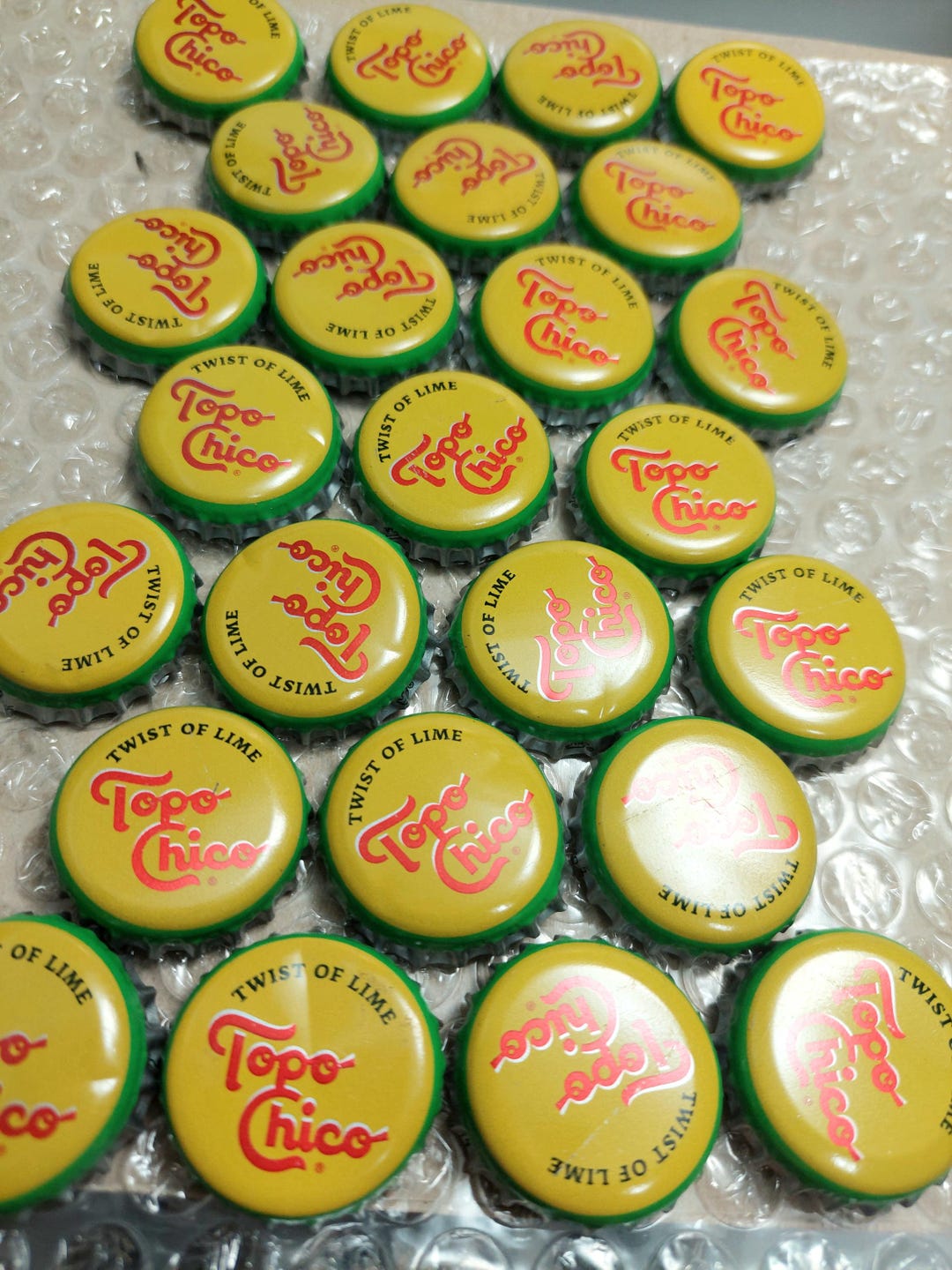 25 Beer Bottle Caps - Topo Chico Twist of Lime Mineral Water - SLIGHTLY ...