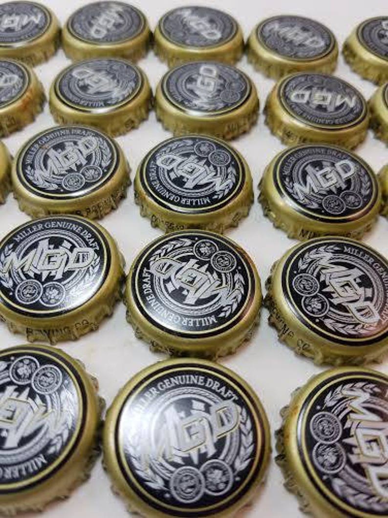 Beer Bottle Cap MGD Black and Gold Caps Recycled | Etsy
