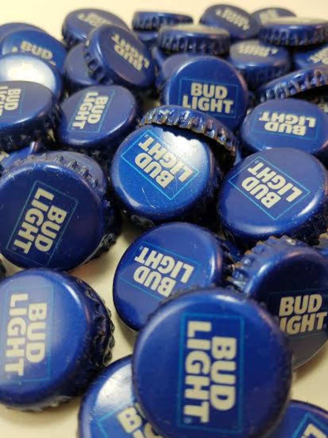 100 Beer Bottle Caps Bud Light DENT FREE Blue Caps Blue Beer Caps ...
