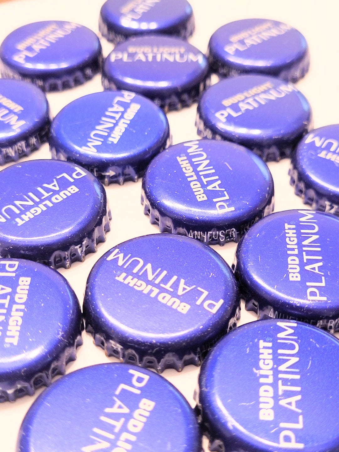 25 Beer Bottle Caps - Bud Light Platinum - Blue Caps - Dent Free ...