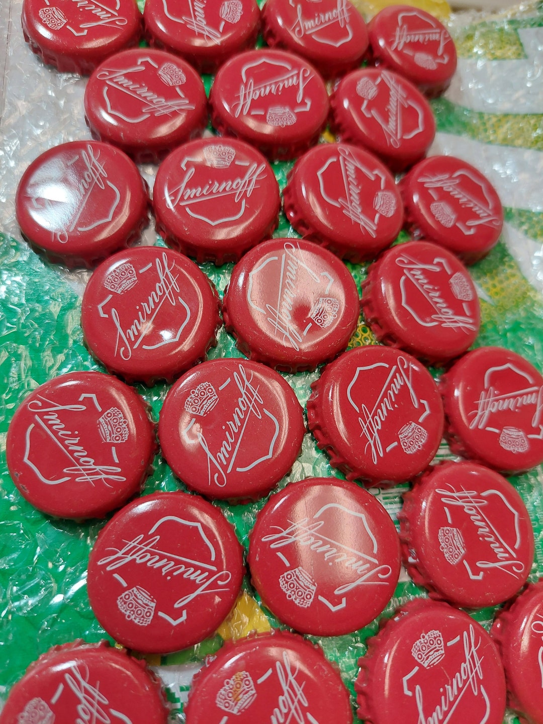 Beer Bottle Caps - Smirnoff Red White - SLIGHTLY IMPERFECT With Small ...